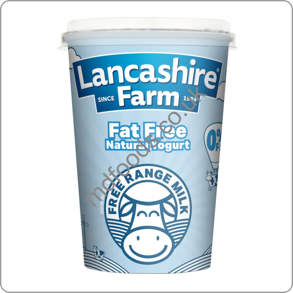 LANCASHIRE FARM FAT FREE NATURAL BIO YOGHURT 500g - MD Foods Online